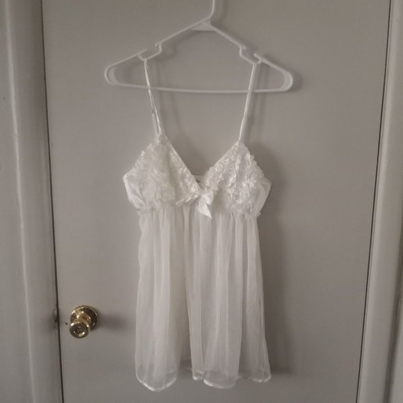 FLORA | Intimates & Sleepwear | Flora Elegant White Satin Ruffle Lace ...